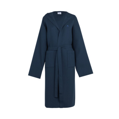 Unisex hooded bathrobe in blue Bellora honeycomb | eBay