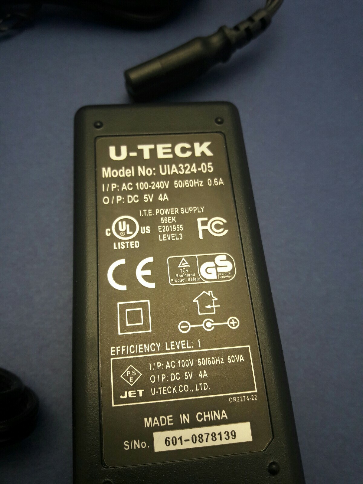 U-TECK Model UIA324-05 DC 5V 4A I.T.E Power Supply Level 3 | eBay