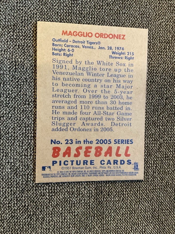 2005 Bowman Heritage Mahogany #23 Maggilo Ordonez Detroit Tigers | eBay