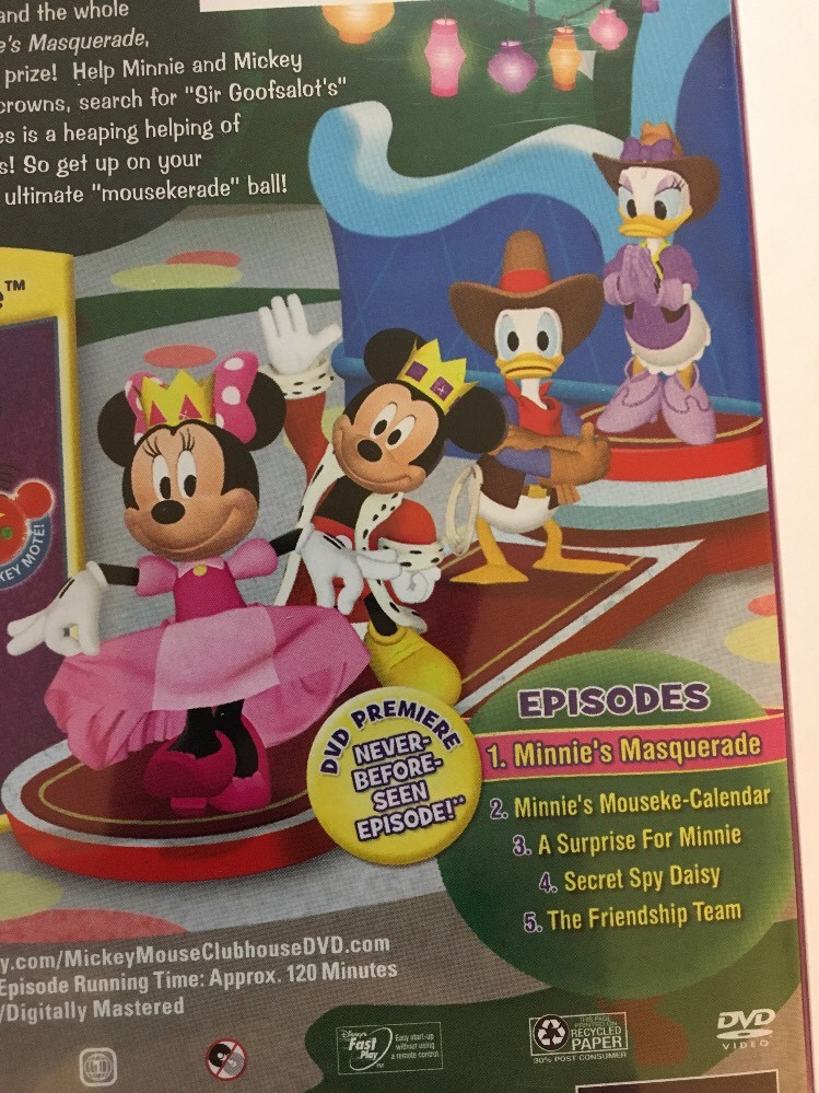 MICKEY MOUSE CLUBHOUSE:MINNIE'S MASQUERADE(DVD 2011)-Brand New-SHIPS N ...
