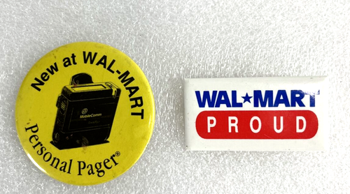 Vintage Employee New At Wal Mart Personal Pager Pin & Wal Mart Proud ...