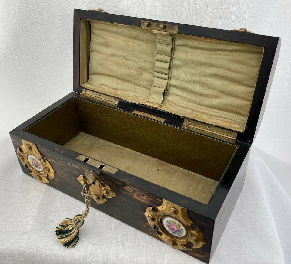 Victorian Coromandel Box with Porcelain Lozenges. T.A. Simpson, Regent ...