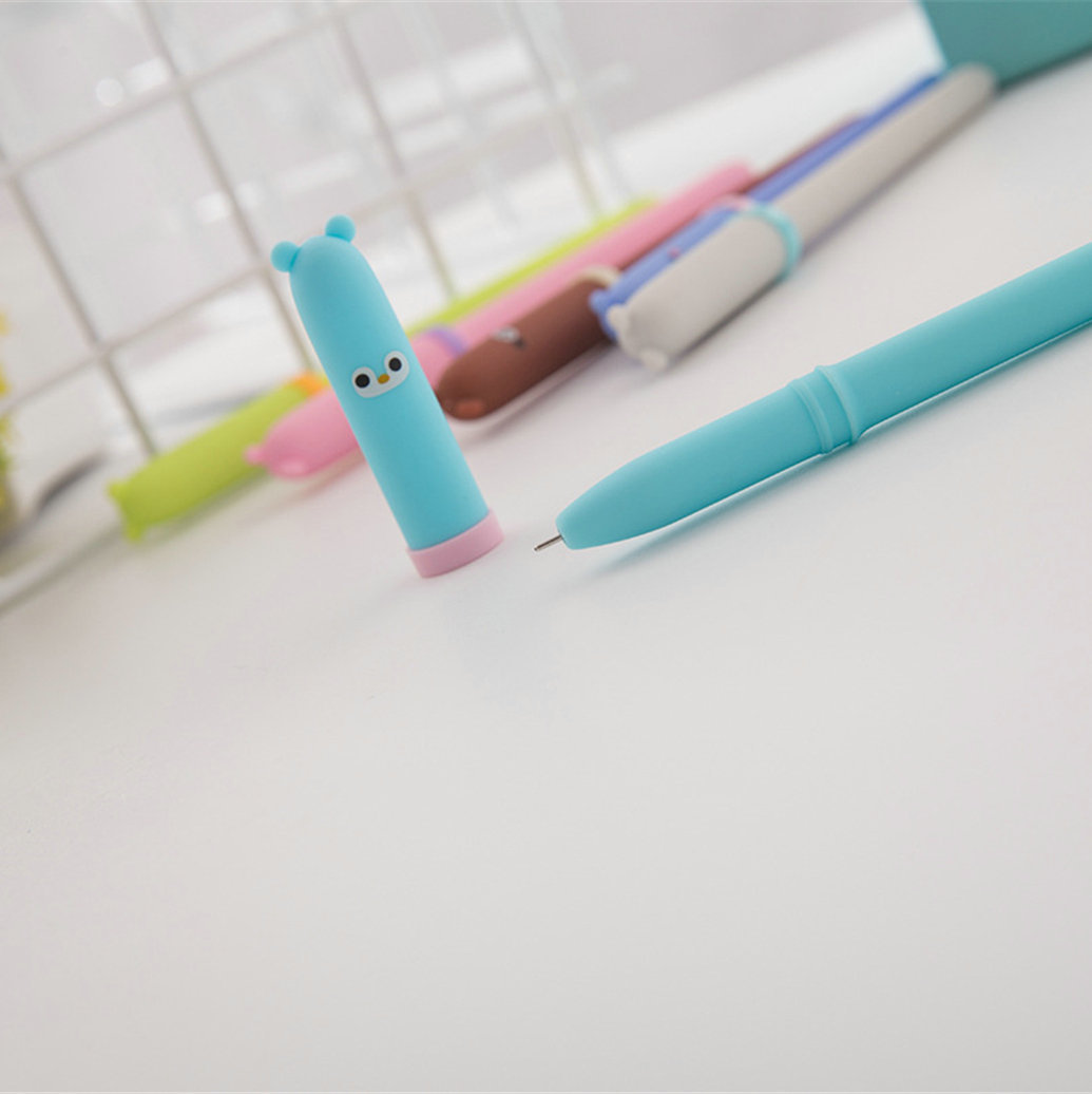 6pcs Cute Cartoon Kawaii Animal Ears Gel Ink Roller Ball Point Pen ...