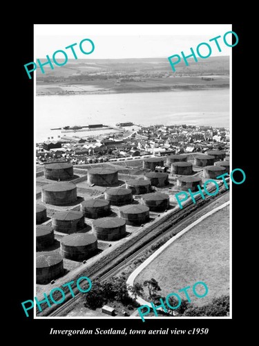 OLD LARGE HISTORIC PHOTO INVERGORDON SCOTLAND THE TOWN AERIAL VIEW ...