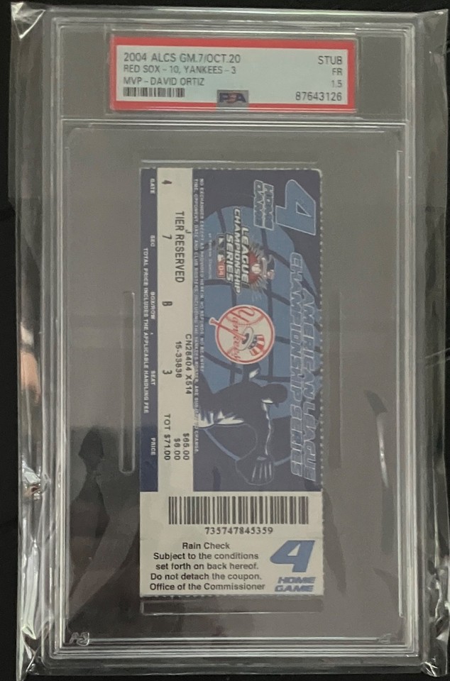 2004 ALCS CURSE RED SOX/YANKEES TICKETS FULL SET PSA GRADE INCLUDES ...
