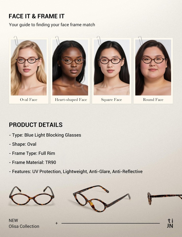 Olisa Blue Light Blocking Glasses for Women MenOval Small Frame ...