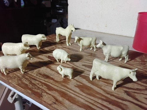 Marx Cream PRIZE LIVESTOCK LOT farm animals playset barnyard | eBay