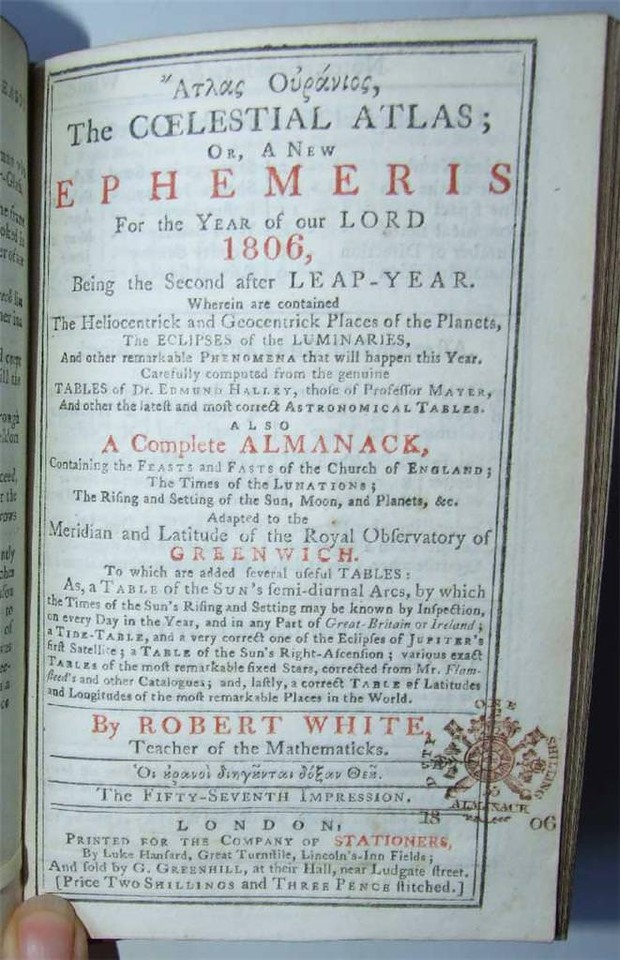 7 Almanacs for 1806, Astronomy, Meteorology, Maths, Solar Eclipse ...