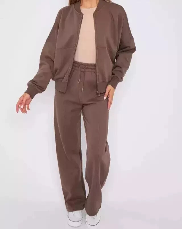 Women Bomber Oversize Baggy 2 Piece Lounge Wear Casual Set Ladies Suit ...