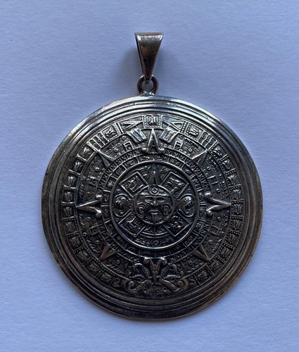 Silver Pendant 925 Mexico 6.4 cm Diameter Inca Calendar | eBay UK