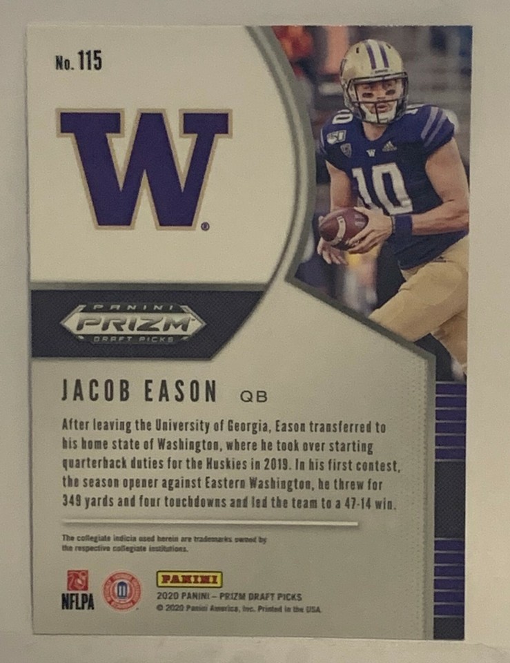 2020 Prizm Draft JACOB EASON Base Prizm RC #115 - Washington | eBay