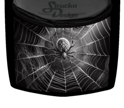 Gray Spider Creepy Web Truck Hood Wrap Vinyl Car Graphic Decal 58" x 65 ...