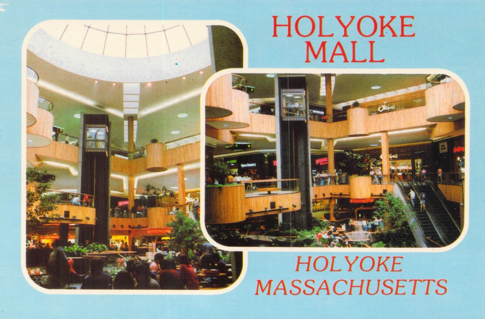 Holyoke Mall MA Massachusetts Plastichrome Postcard Shopping Cocktails ...