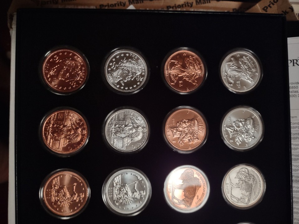 20 ROUNDS ZOMBUCKS PROVIDENT METALS COMPLETE SET 1OZ 999 SILVER COPPER ...