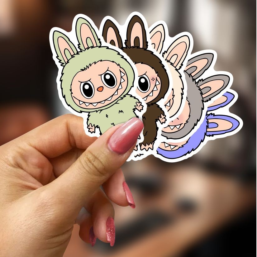 Labubu Set of 10 Stickers, Peel N' Stick, Different sizes | eBay