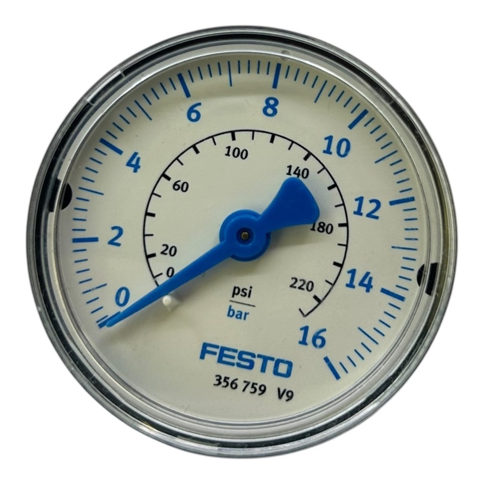 Festo Manometer 0-16 bar MA-50-16-1/4 356759 Pressure Gauge Pneumatic ...