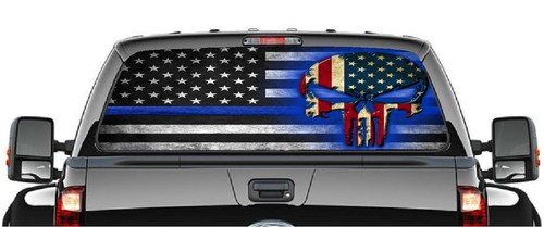 POLICE PUNISHER PICK-UP TRUCK BACK WINDOW GRAPHIC DECAL PERFORATED ...