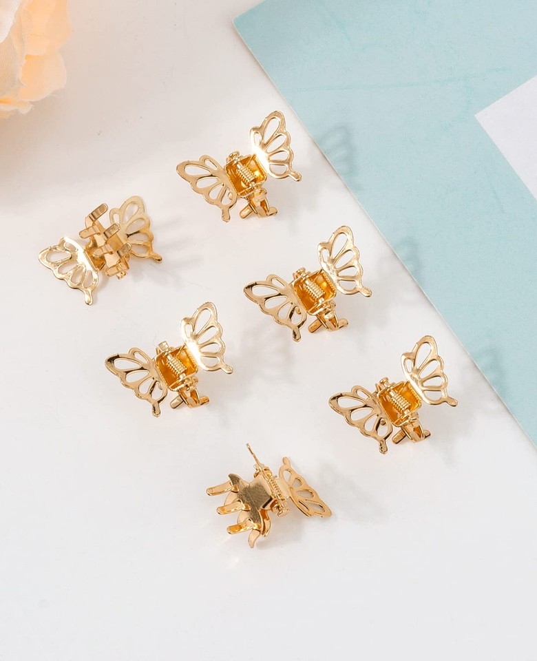 30 Pcs Small Butterfly Hair Clips Girls Tiny Mini Claw Clips Cute Gold ...