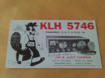 RARE 1950s POSTCARD AMATEUR HAM RADIO KLH 5746 JIM & JUDY HARRIS KANSAS ...