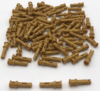 Lego 100 New Pearl Gold Technic Pins 3L with Friction Ridges and Stop ...