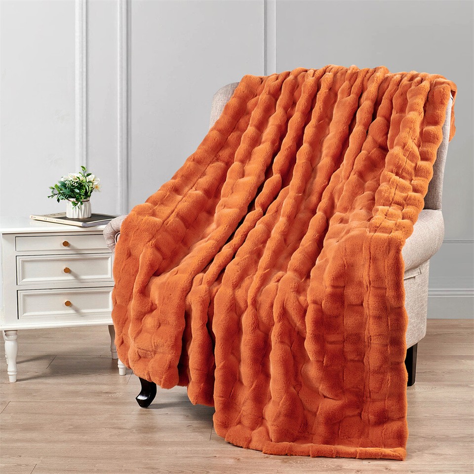 Brick Faux Fur Throw Blanket Luxurious Soft Reversible Micromink ...