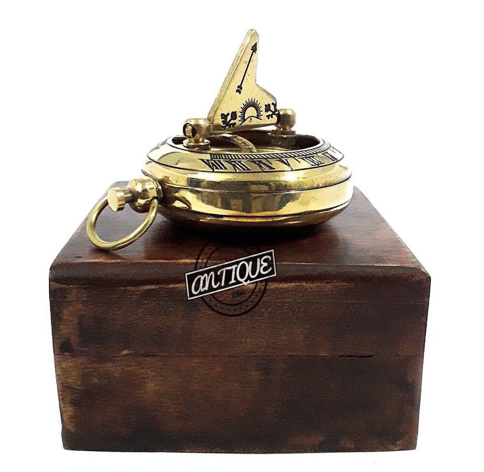 Vintage SUNDIAL BRASS COMPAS NAUTICAL MARINE GIFT/DECOR MARITIME ...