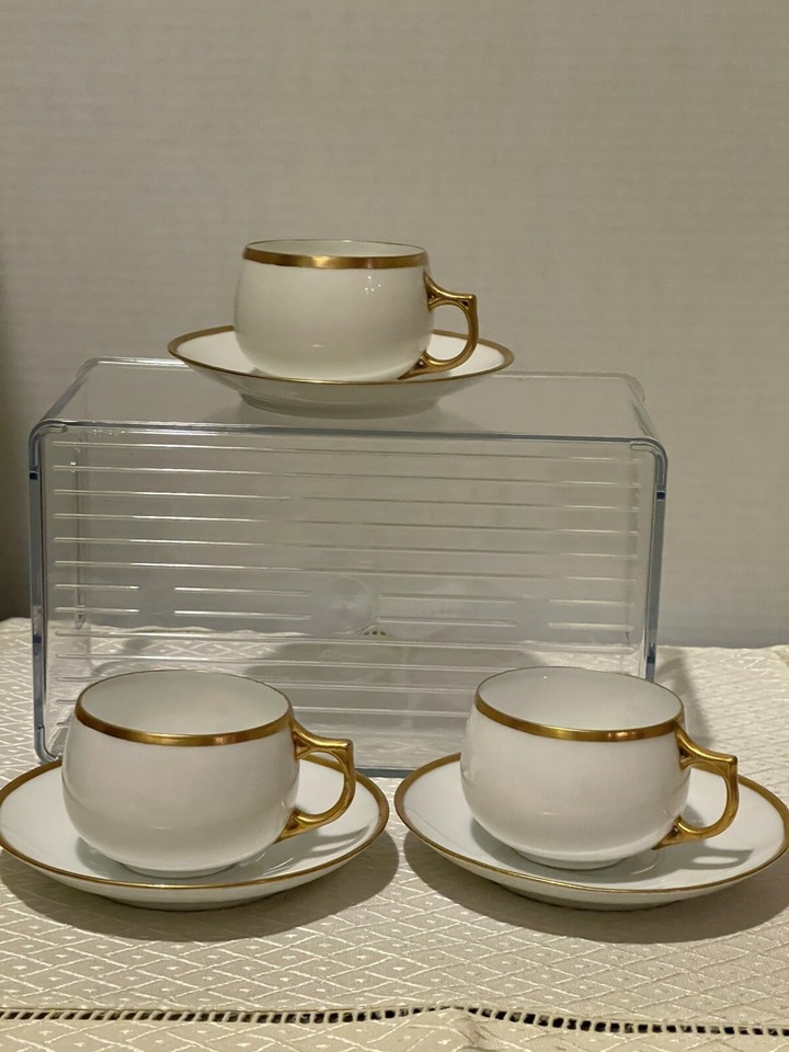 Lot 3 J&C Bavaria Porcelain Monogram Cups & Saucers Sets White With ...