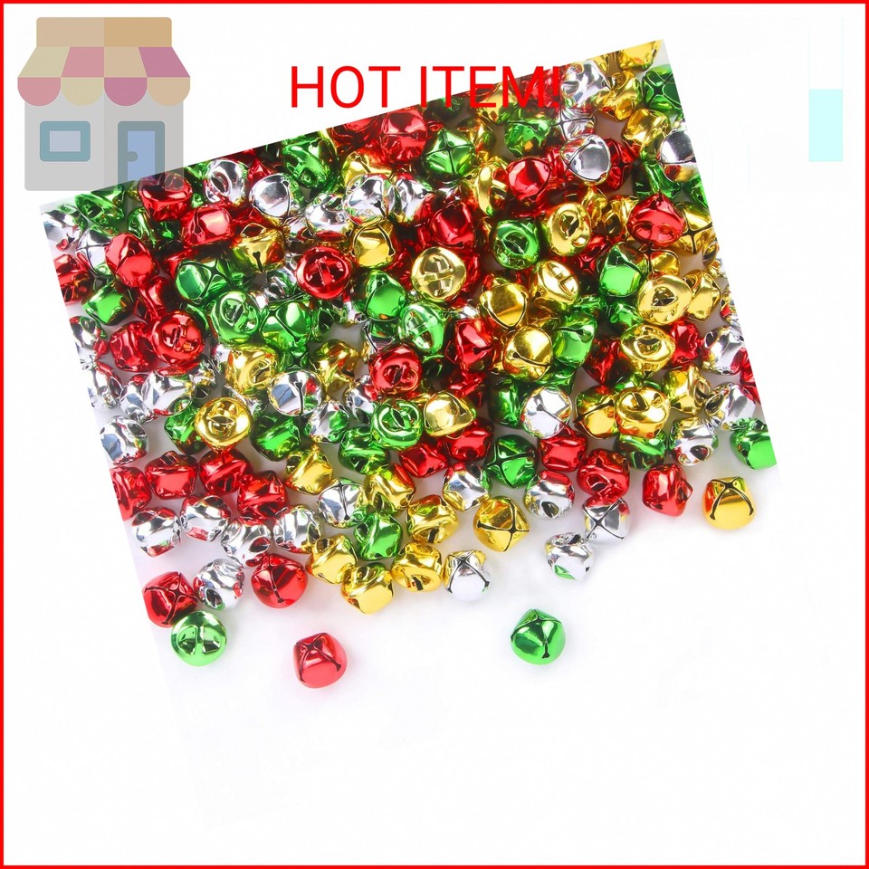 Augshy 200 Pieces Jingle Bells 2/5 Inch Craft Bell Bulk for Christmas ...