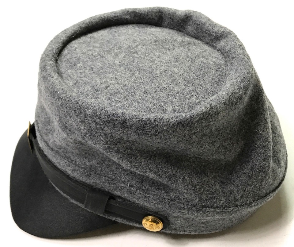 CIVIL WAR CSA CONFEDERATE INFANTRY GRAY WOOL KEPI FORAGE CAP HAT-LARGE ...