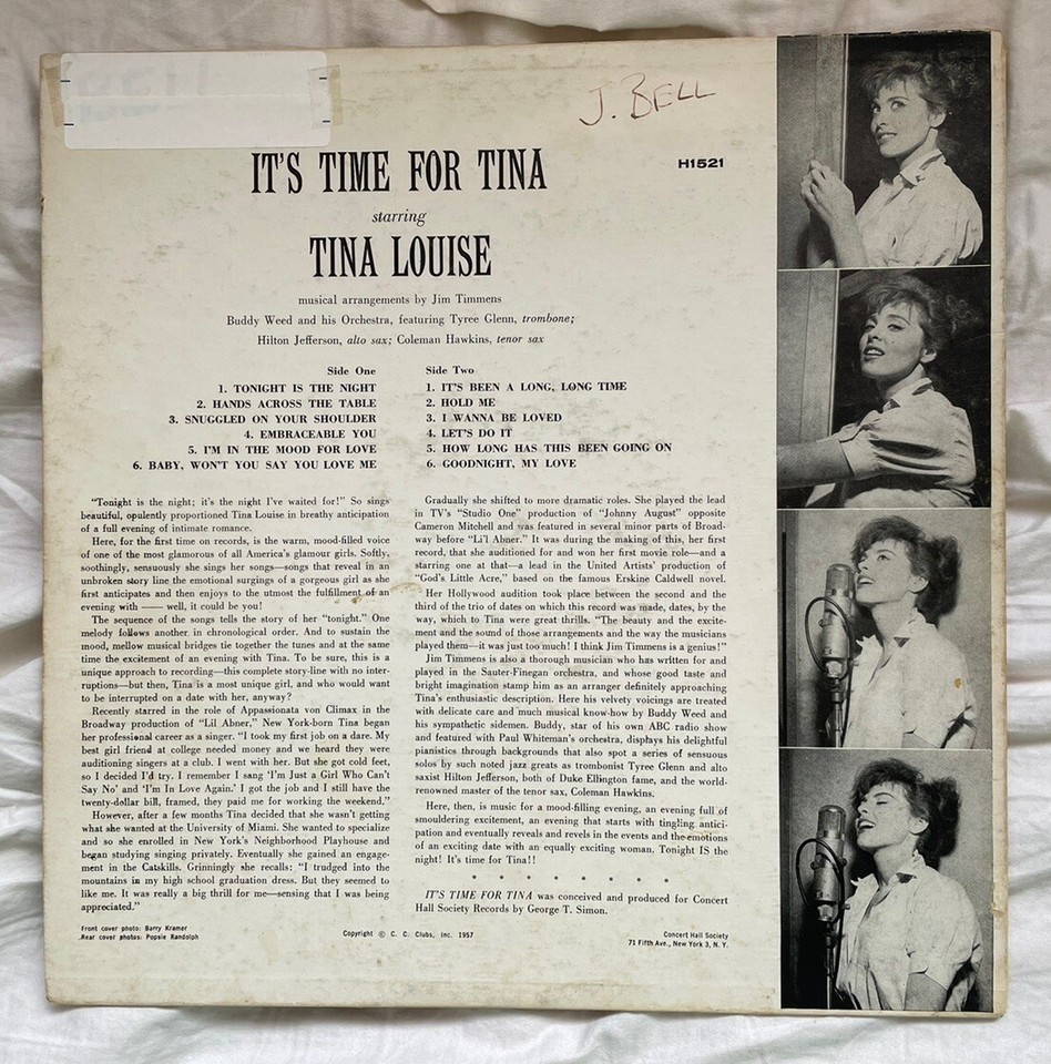 Tina Louise It’s Time For Tina Mono Concert Hall Label VG+ Cheesecake ...