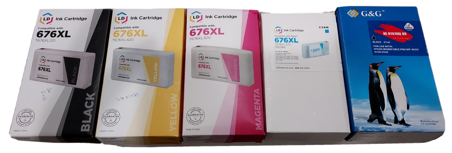 8pk Reman 676xl 676 Black Color Ink Cartridges for Epson WF Pro Wp-4020 ...