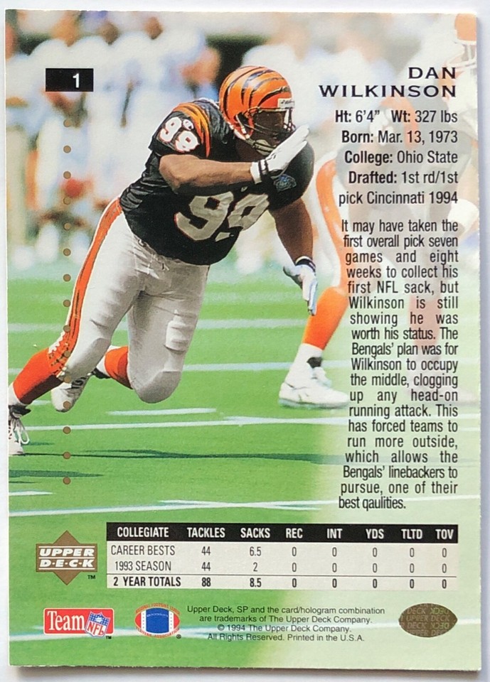 DAN WILKINSON 1994 Upper Deck SP Premier Prospects Rookie #1 CINCINNATI ...