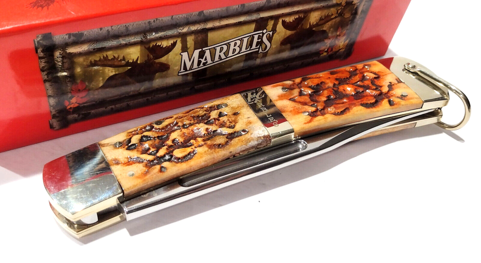 11.25" Large Marbles Jigged Bone Bowie Lockback Folder Folding Pocket ...