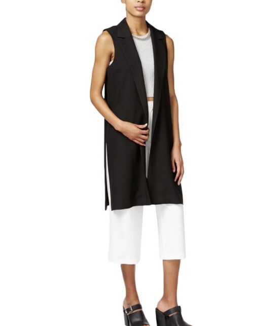 Bar III Womens Long Collared Vest/black/medium 4422 | eBay