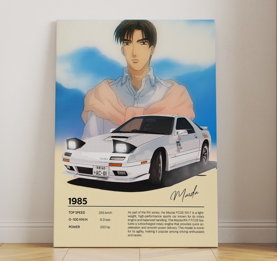 Initial D Collection: Iconic Characters & Cars - A1/A2/A3/A4 Canvas ...