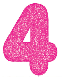 Pink Glitter Number 4 Candles Cake Topper Girl's Birthday Party Cake ...