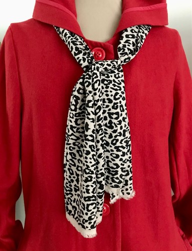 LEOPARD Print NECK SCARF Beige & Black Soft FRINGE ENDS Long 140x25cm ...