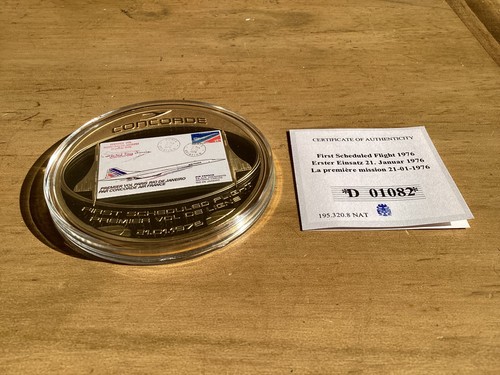 Concorde Commemorative Ltd Ed Gold Plate Coin First Flight 21/1/76 CDG ...