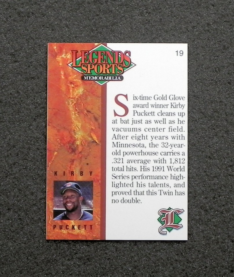 Kirby Puckett 1993 Legends Silver Border/Logo Card #19 _ Exact Card (C ...