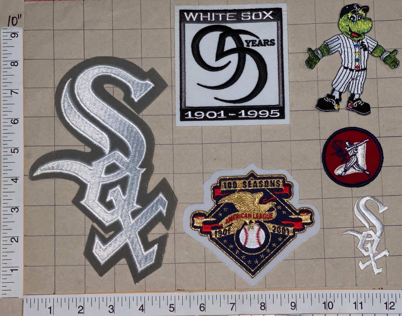 6 CHICAGO WHITE SOX 95 YEARS ANNIVERSARY MLB BASEBALL CREST PATCH LOT ...