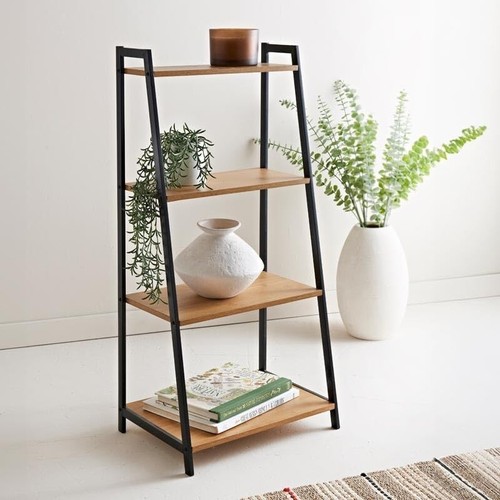 4 Tier Ladder Shelf Shelving Unit Narrow Bookcase Free Standing Shelves ...