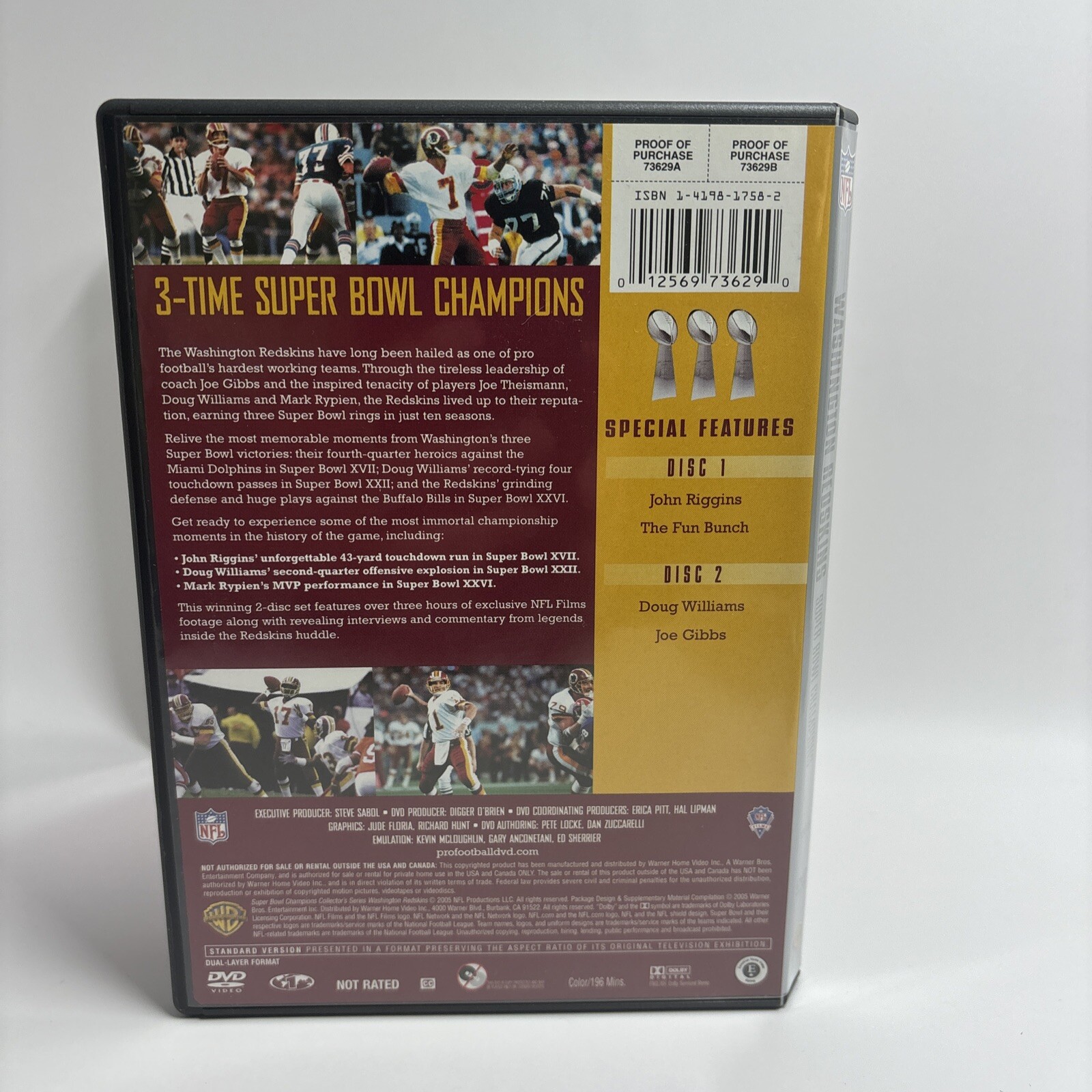 Super Bowl Collector's Series Washington Redskins 2 DVD Set NFL ...