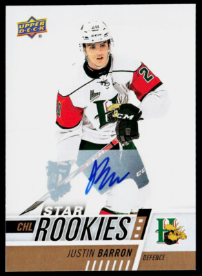 2017 Upper Deck CHL #336 Justin Barron Star Rookies Autograph Rookie RC ...