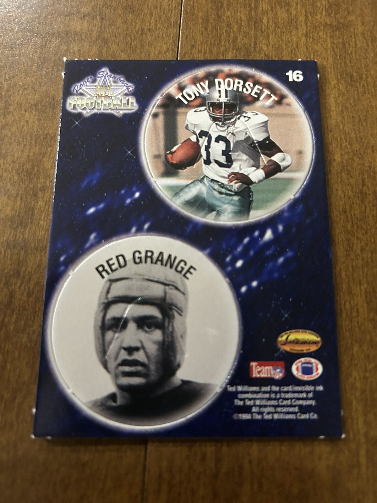 1994 Ted Williams Roger Staubach's Football POGS #16 Tony Dorsett / Red ...