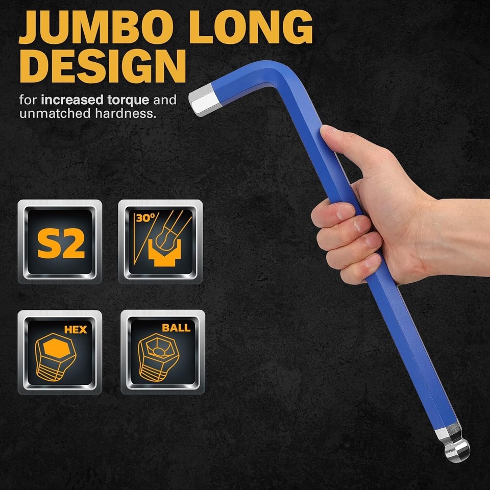 ELEAD Jumbo Hex Key Allen Wrench Set | 13-Piece Metric 2-19mm | Long ...