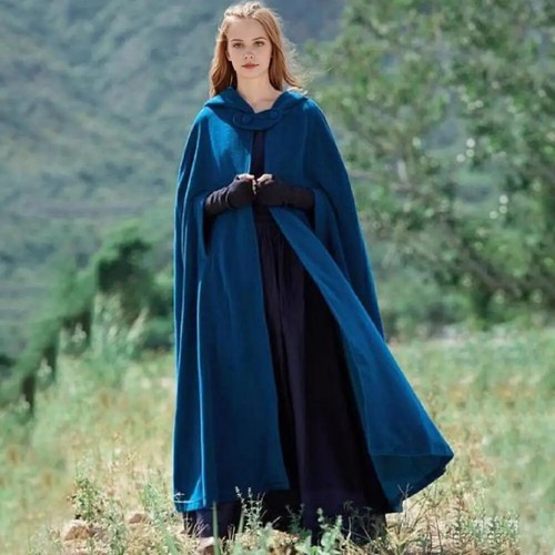 Winter Women Jacket with Hood Medieval Retro Cape Gothic Keep Warm ...