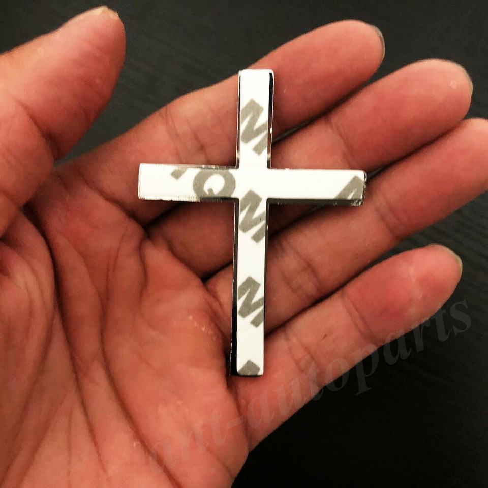 3D Chrome Metal Cross Crucifix Car Trunk Side Fender Emblem Badge Decal ...