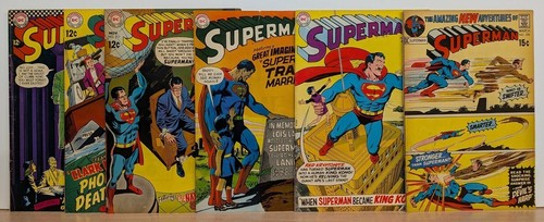 Silver Age SUPERMAN Comic Lot 186 210 211 215 226 235 -1966 1968 1969 ...