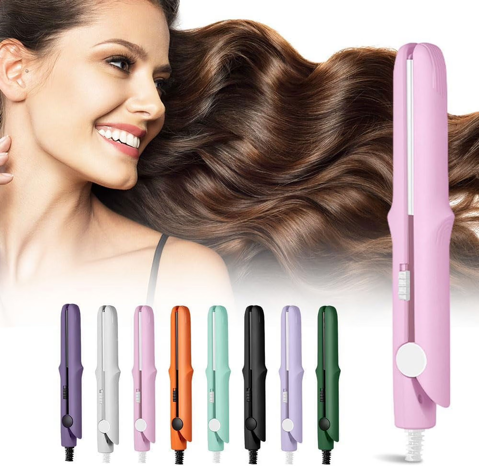 Mini Curling Iron for Short Hair, 2 in 1 Mini Curling Wand & Flat Iron ...