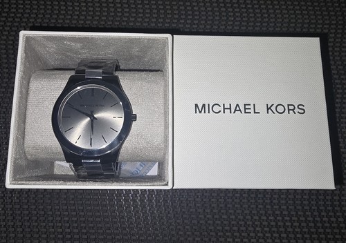 Michael Kors GENUINE MK8507 Slim Runway Black Watch 42mm | eBay